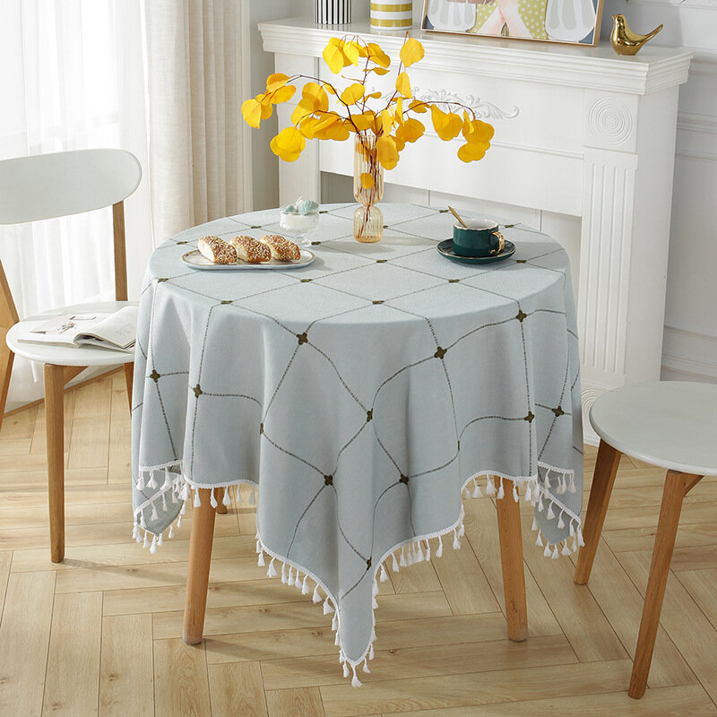 Скатерть Lattice, текстиль, круглая, с кистями, орнамент, Таро кофе, 180см