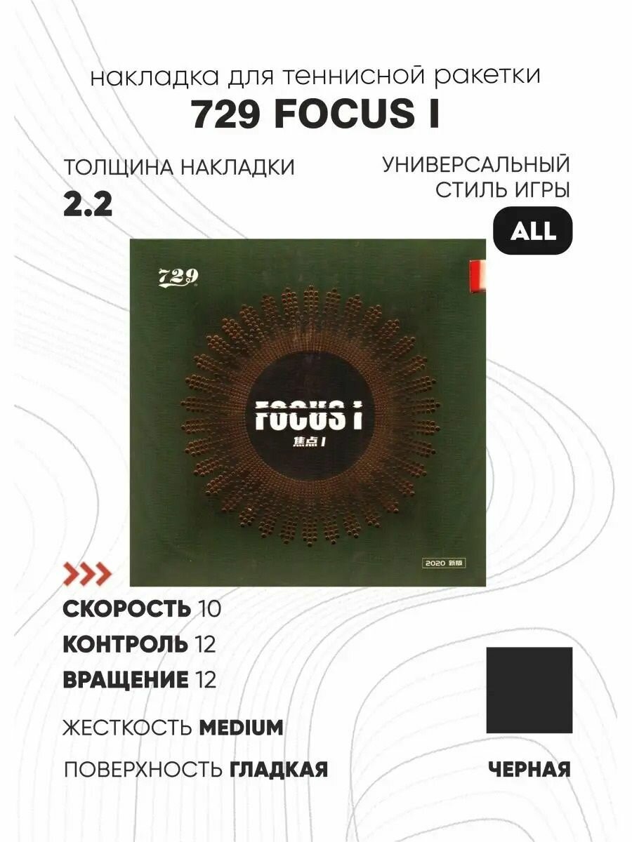 Накладка для настольного тенниса Focus I (черная 2.2 мм)
