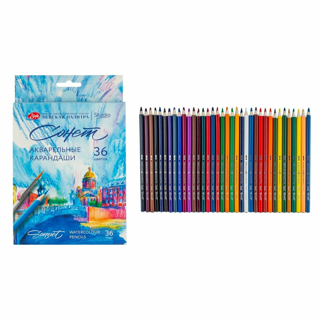 Невская палитра Набор карандашей акварельных сонет 36цв. картонная уп-ка