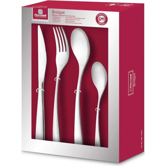 Набор столовых приборов Rondell Bridget RD-1854 набор из 24 предметов, стальной