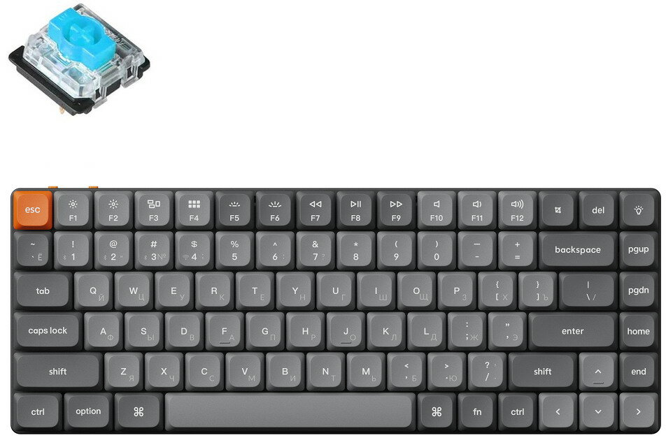 Беспроводная механическая ультратонкая клавиатура QMK Keychron K3 Max, 84 клавиши, RGB-подсветка, Gateron Blue Switch