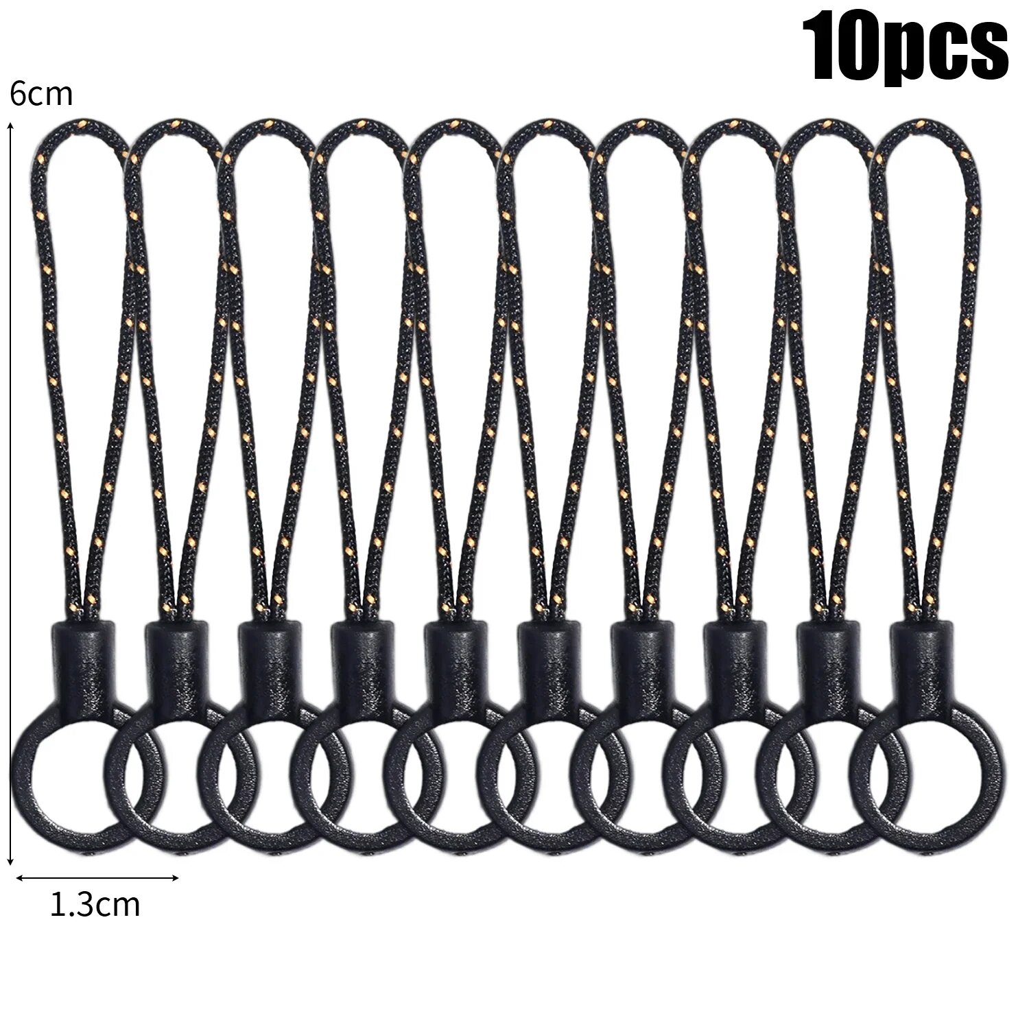 DIY брелок для мобильного телефона, ремешок на палец, кулон, украшение, аксессуары, короткий ремешок для мобильных телефонов, брелок на запястье, веревка Black Yellow 10PCS