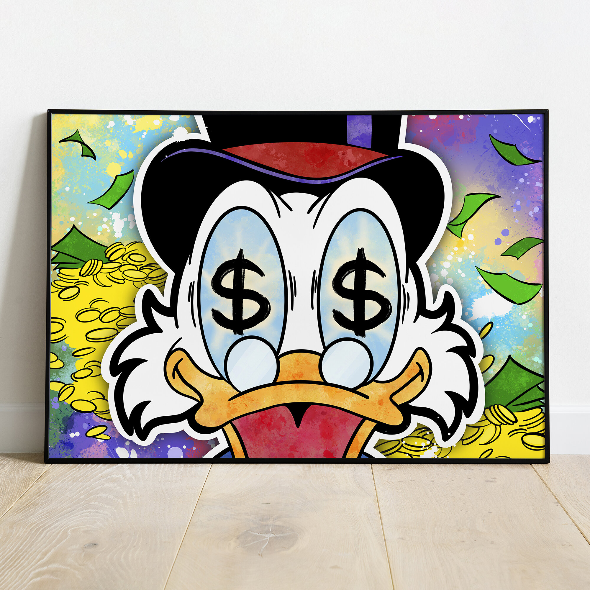 Постер Скрудж Макдак 60х80 см без рамы/ Мотивация, денежная картина/ Доллары деньги/ Плакат для интерьера дома, офиса/ Декор на стену