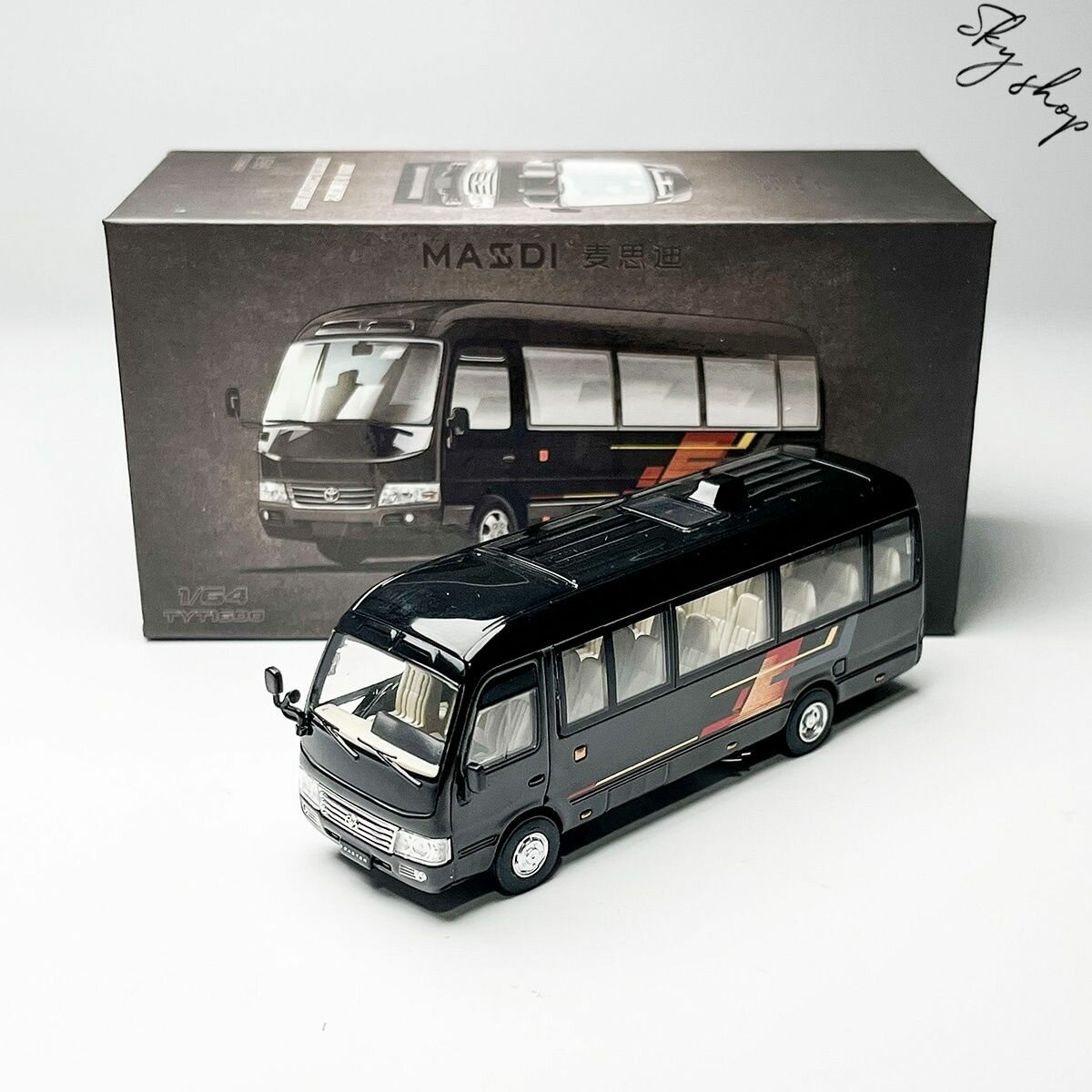 Машинка MASDI 1:64 Toyota Coaster MPV модельки машин металлические