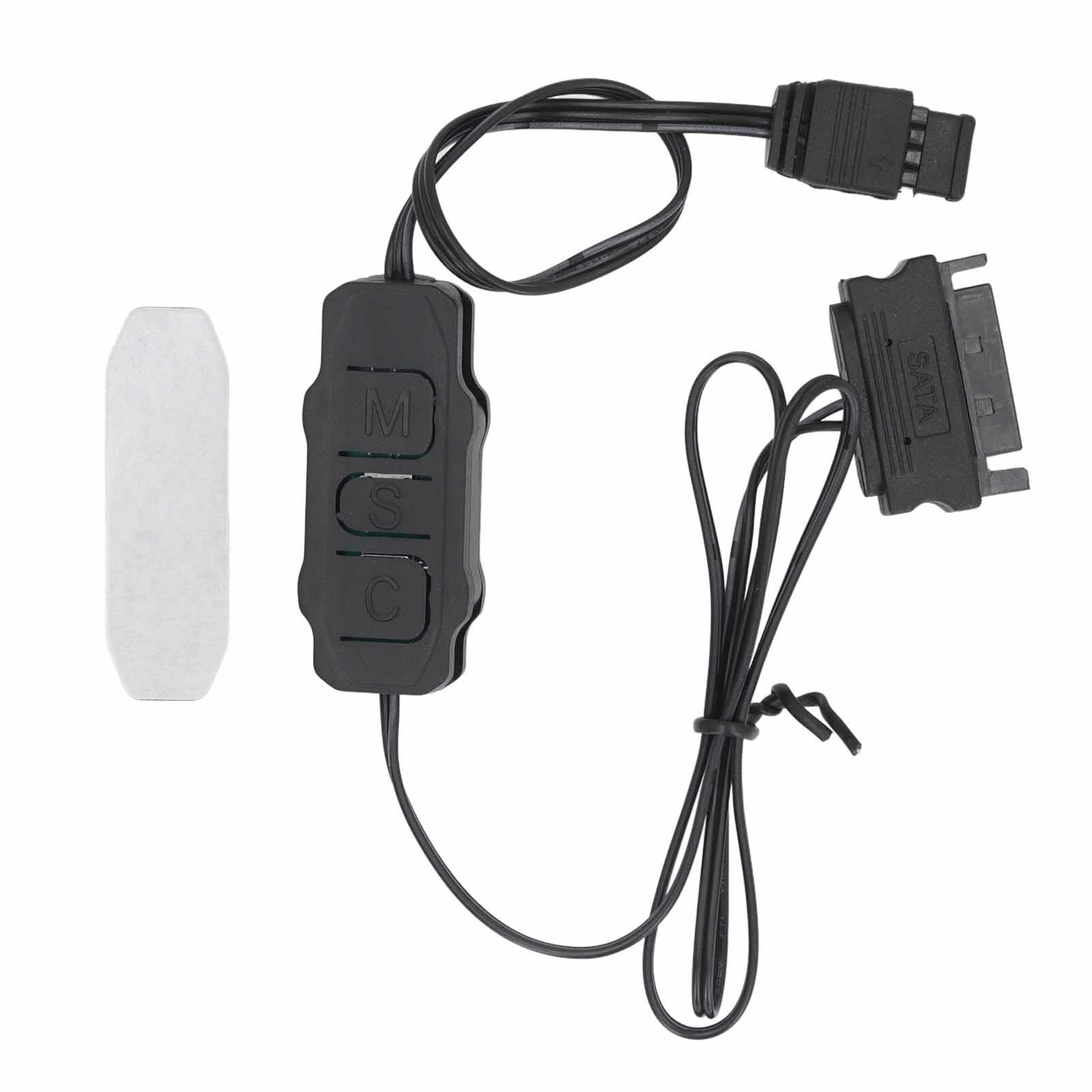 КонтроллерARGB5В,3контакта, SATA, блокпитаниядлявентиляторов, светодиодныхлентиплатуправления, черный.