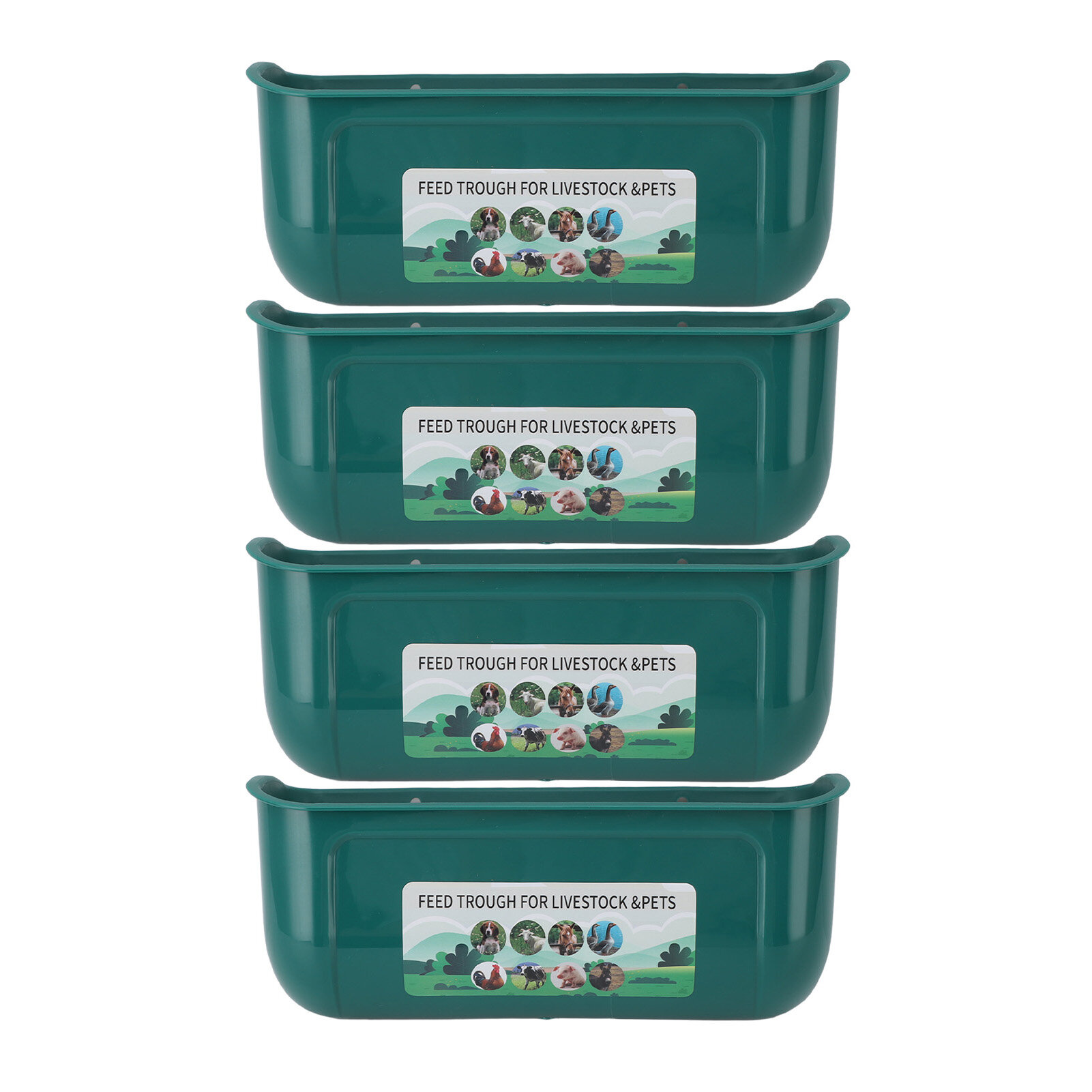 4шт Большая Кормушка для Цыплят Кормушка с Зажимами Подвесные Кормушки для Забора для Козы Утки Гуся Контейнер Для Кормления Скота Поилка Ведро Зеленый