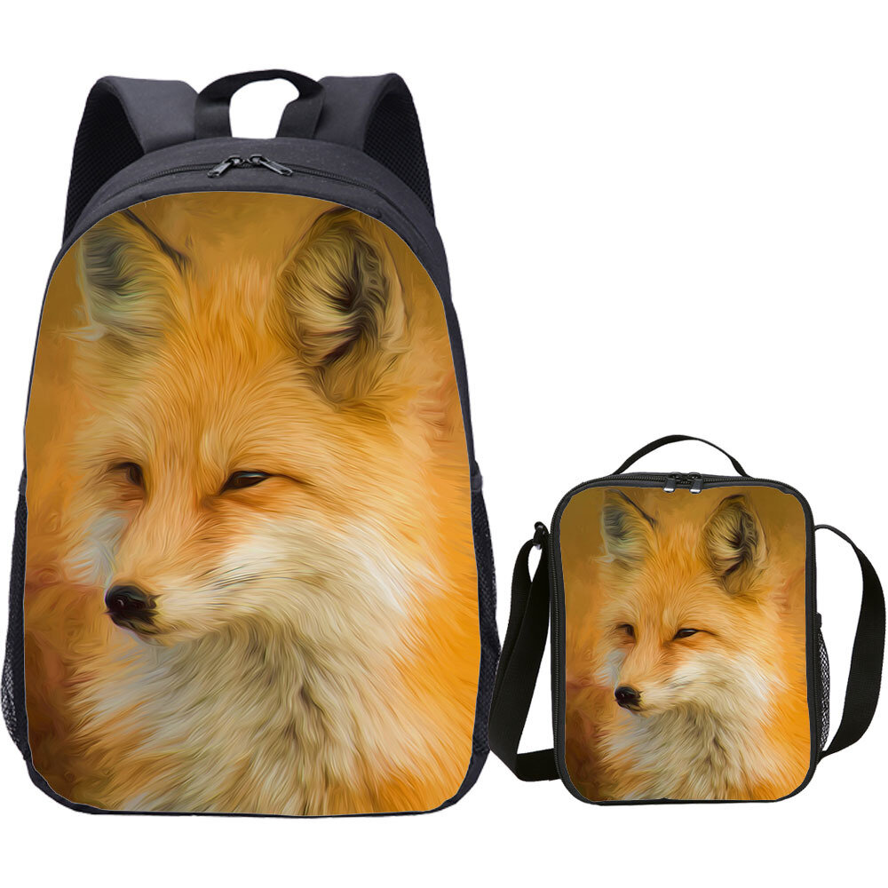 Animal Fox школьный цветной печати 17-дюймовый большой емкости начальной школы студент школьный обед мешок костюм