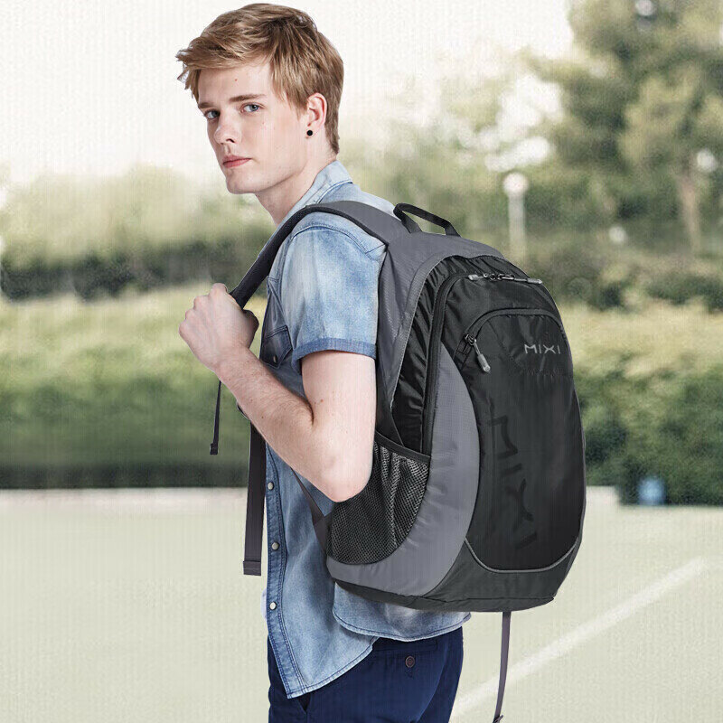 Рюкзак MIXI Laptop Backpack, Women's Casual Sports Travel Backpack, Large Capacity Schoolbag for Men, 20-Inch, Black And Gray, M5005