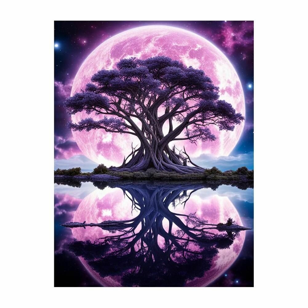 Алмазная мозаика Картина стразами "Луна за облаками" 30x40 без подрамника