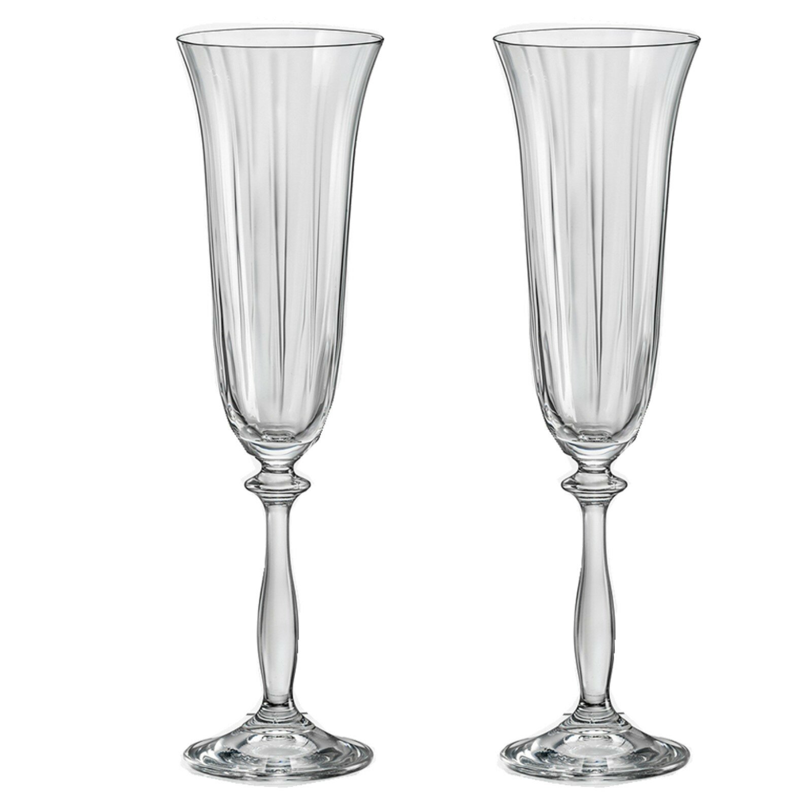 Набор бокалов для шампанского "Анжела" оптика 190 мл, 2 шт, Богемия, Crystallex