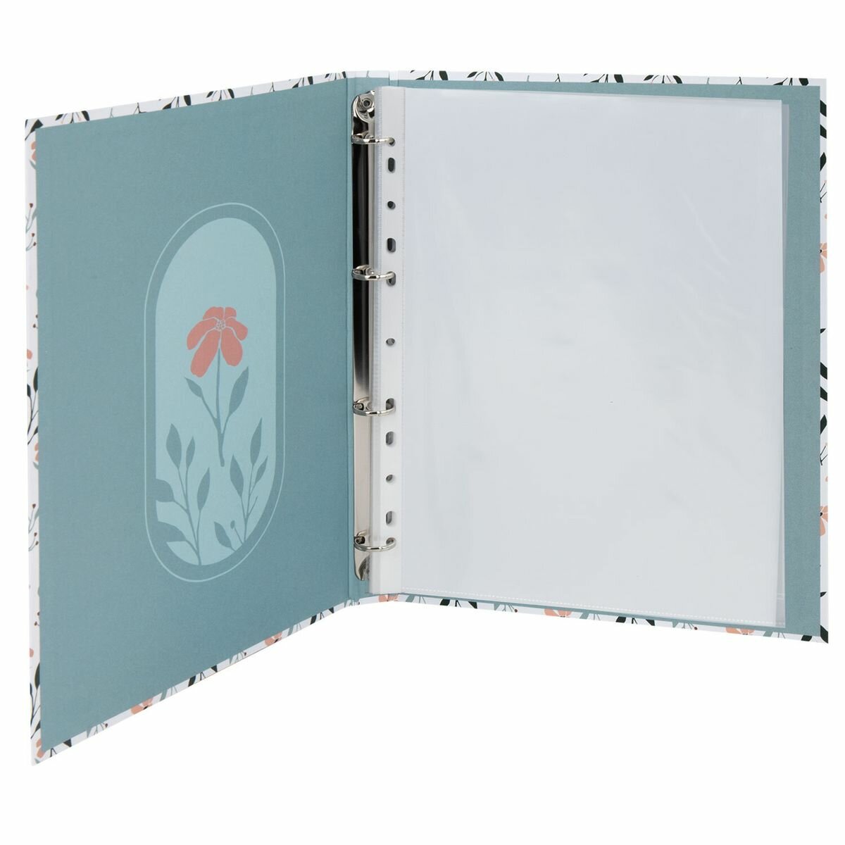 Папка-портфолио универсальная Brauberg "Flowers", 20 файлов, 4 кольца, матовая 7Бц (117556)