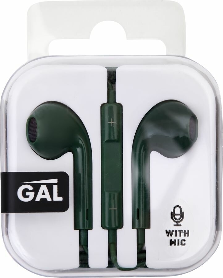 Наушники GAL с микрофоном, черные/зеленые, Арт. HM-060BK/-060GR
