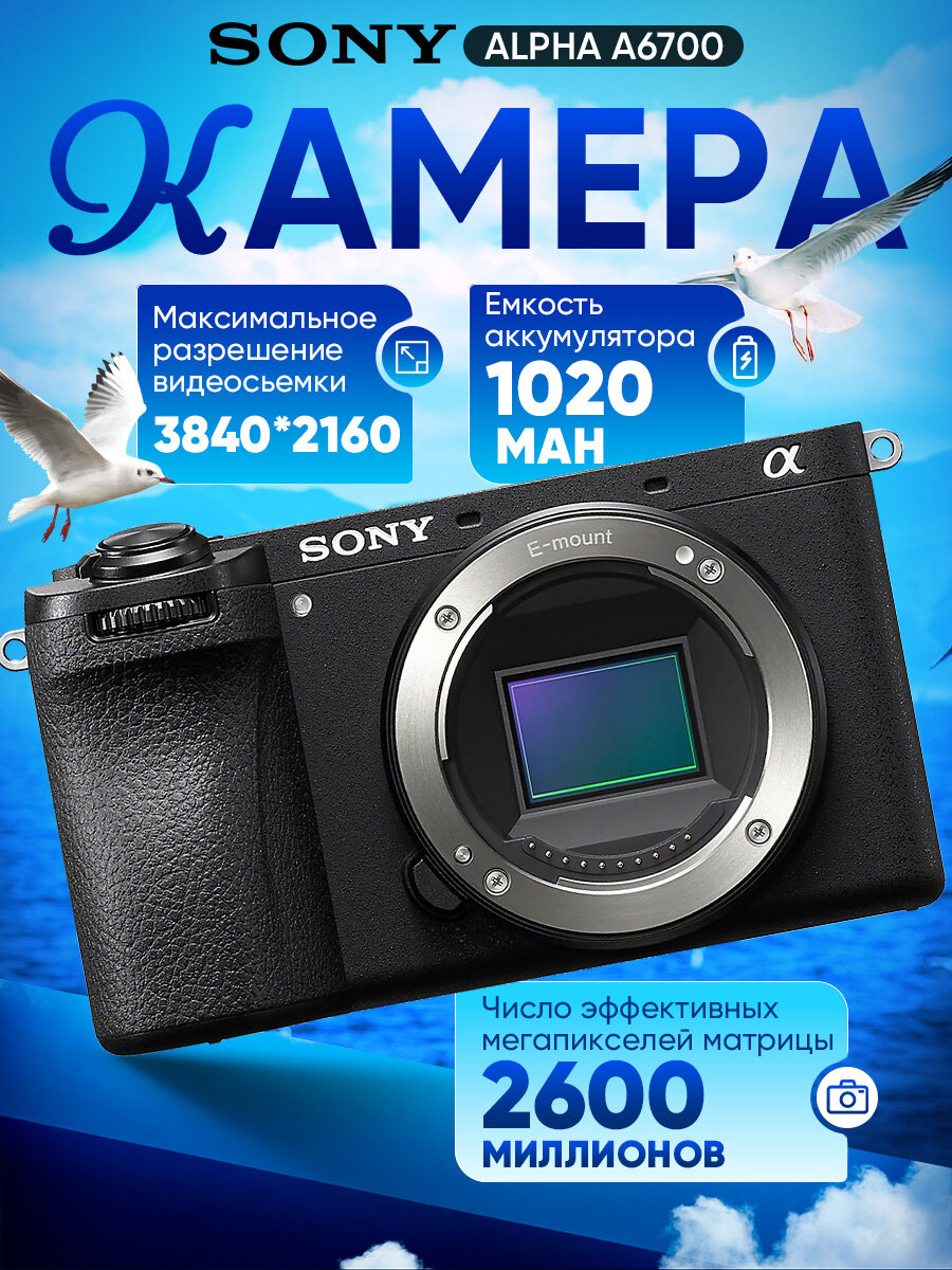 Фотоаппарат беззеркальный Sony Alpha A6700 body, E-mount, черный