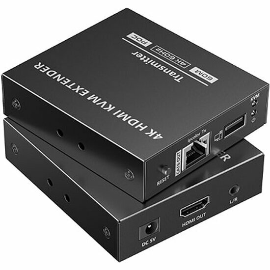 Удлинитель KVM HDMI по витой паре, 4K60, до 70 м, PoC Lenkeng LKV565KVM-P