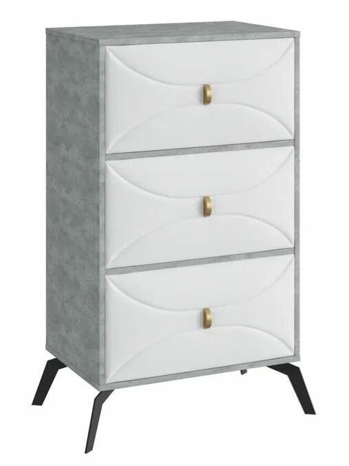 Комод "Лондон" экокожа белая/метрополитен грей, опора №2, ручки золото