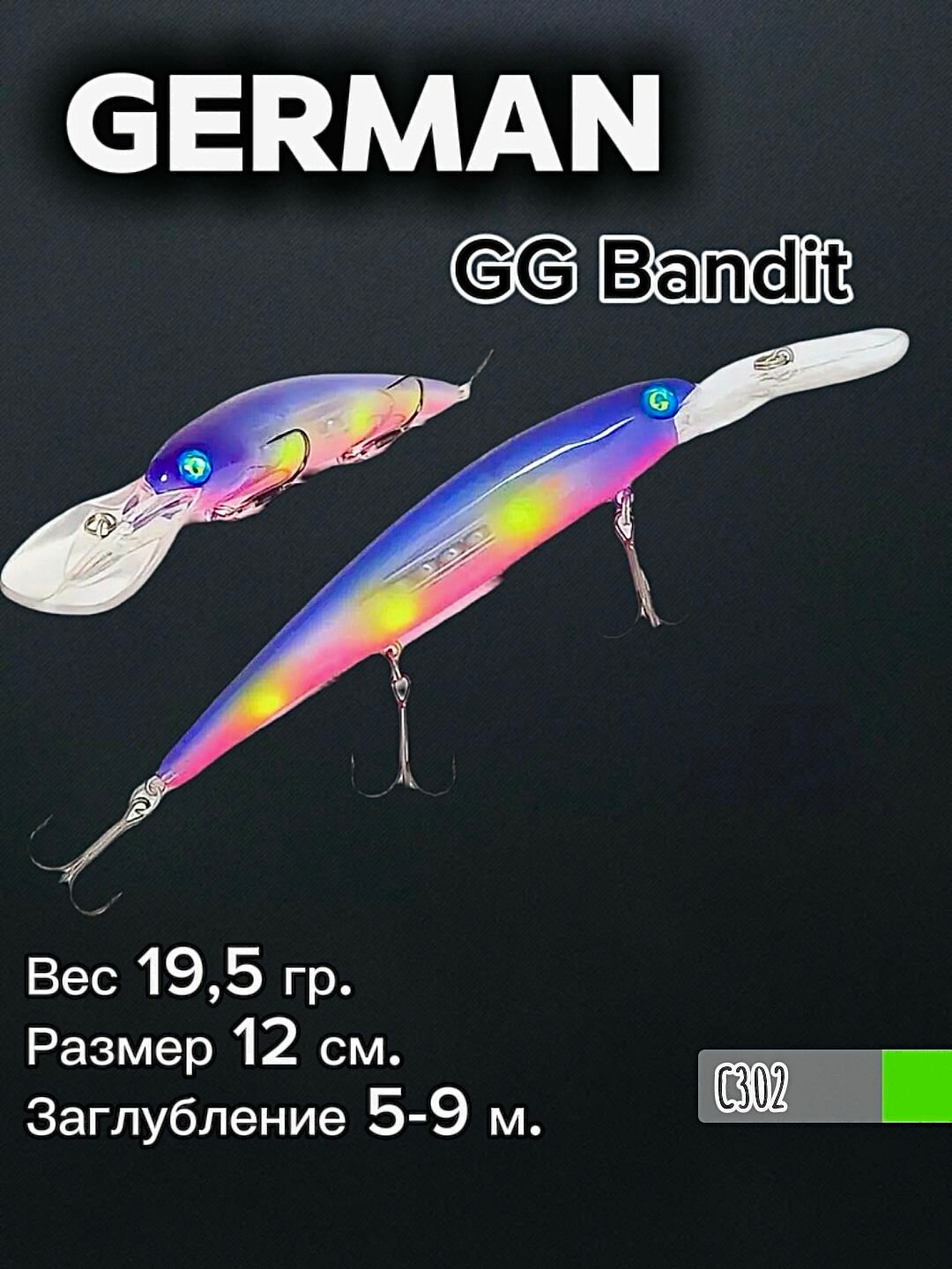 Воблер для троллинга Bandit 120мм 19.5гр. GG German Bandit C302