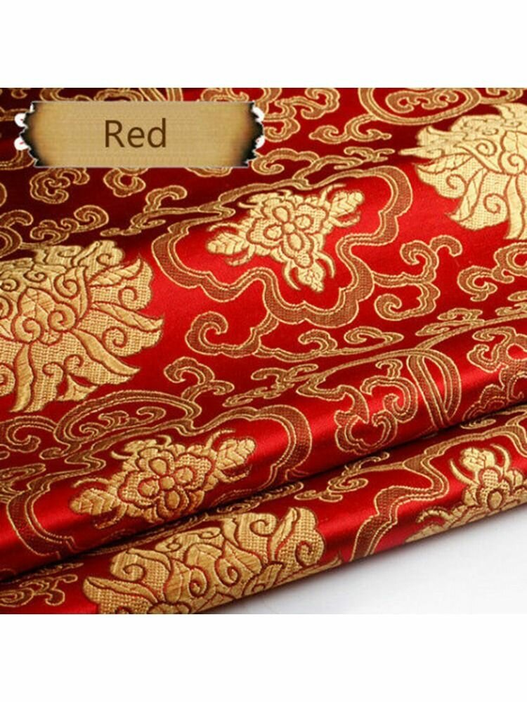 Жаккардовый атлас 50x91 см для китайской традиционной одежды, праздничного костюма и декора, красная ткань с узором