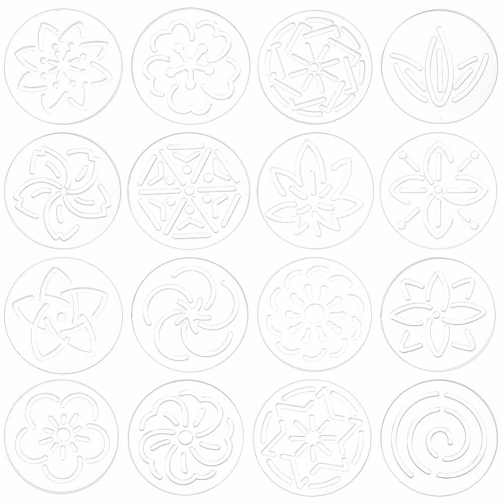 Набор 16 акриловых трафаретов для сашико, круглые цветочные шаблоны 60 мм (2,3 дюйма) прозрачные плоские, инструмент для вышивки и рисования линий