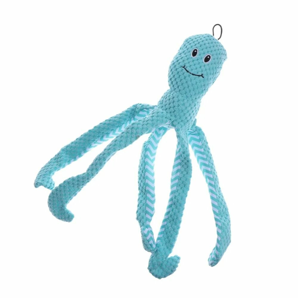 Прочная плюшевая игрушка осьминог с пищалкой для собак, синего цвета, для развлечения питомцев