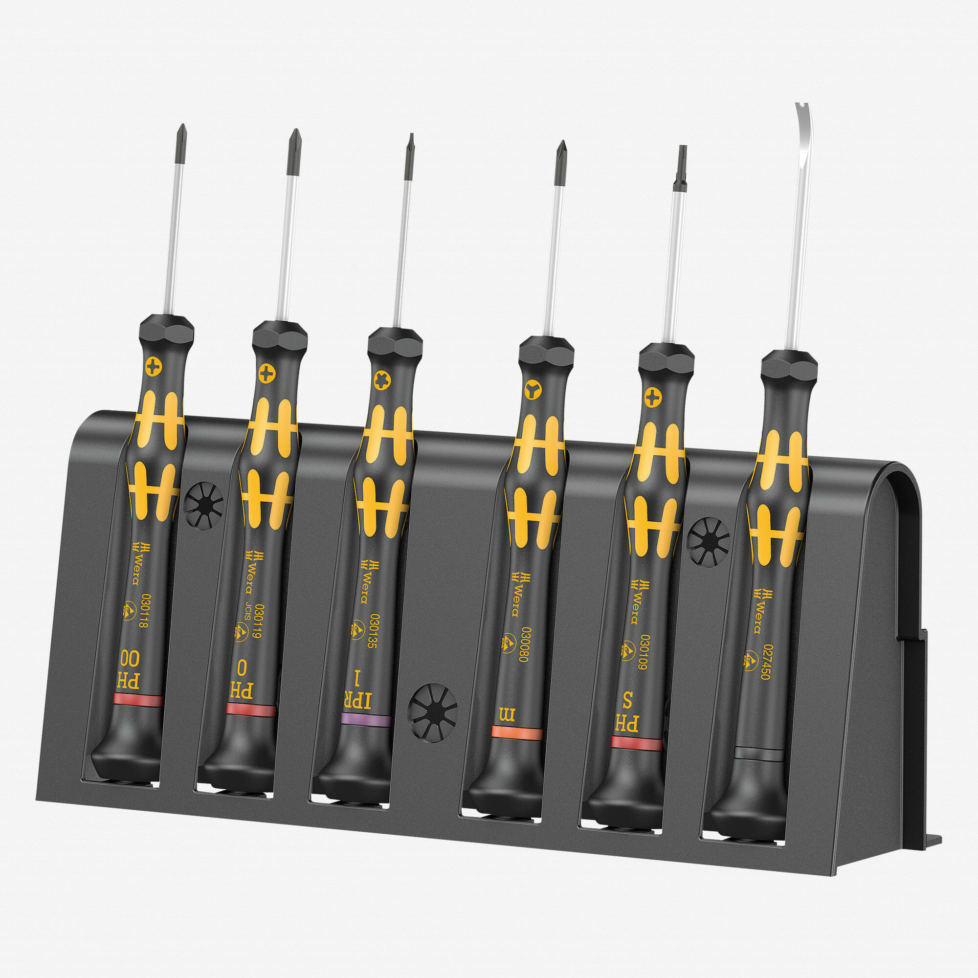 Набор отвёрток антистатических прецизионных WERA + подставка, для ремонта смартфонов, 6 пр, Kraftform Micro 6 ESD 1, 05030182001