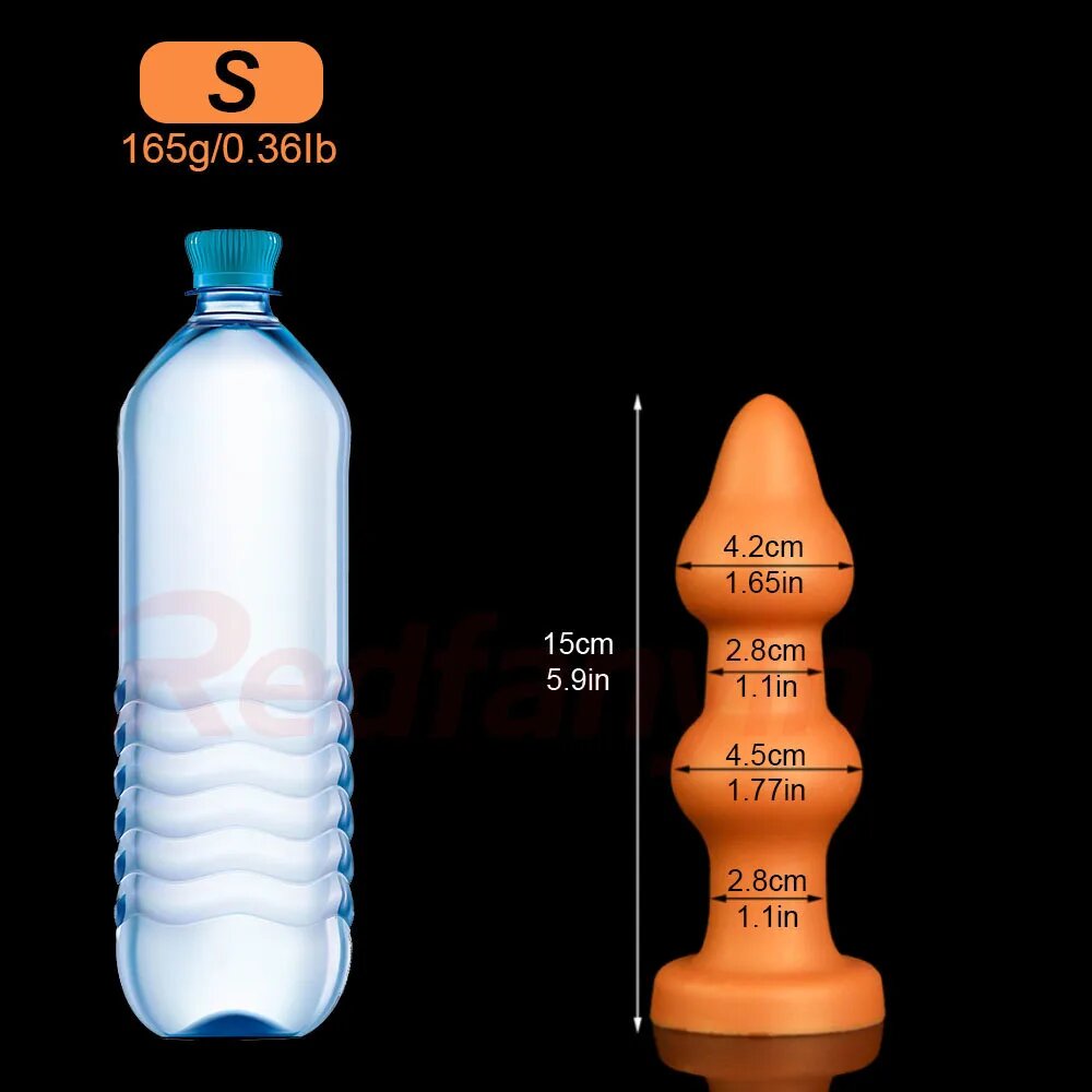 Длинная огромная анальная пробка 9 см, большие шарики, мягкая силиконовая анальная пробка, Gold S
