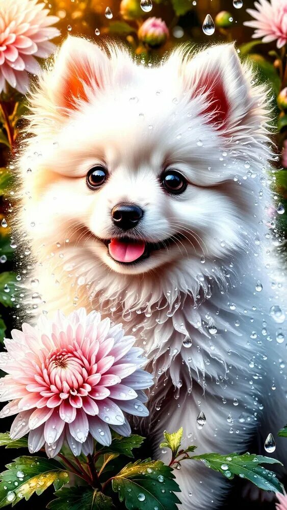 Алмазная Мозаика "Шпиц" 40x50 См Алмазная Вышивка / Картина Стразами Подарков / Украшения