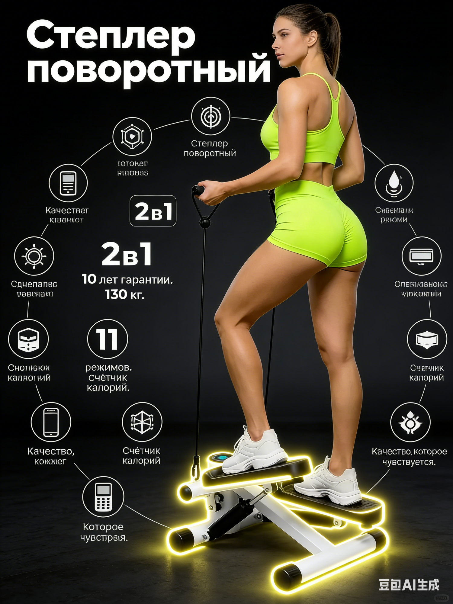 Степпер с эспандерами тренажер для дома Мини тренажер для похудения, для ходьбы, для ног и ягодиц