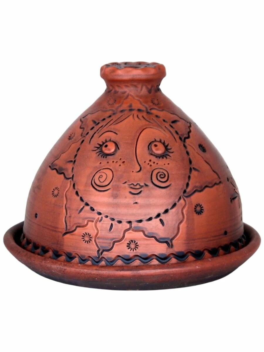 Блюдо для блинов, Блинница "Солнце", глина, керамика, ручная работа