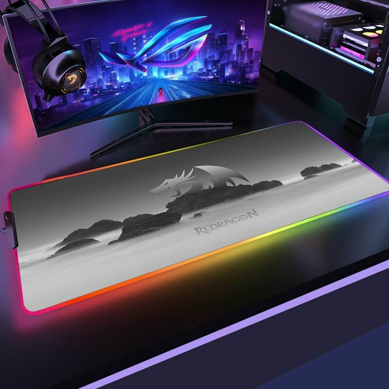 Игровой коврик Redragon "Gamers Gaming Dragon", для мыши, RGB, нескользящий, 90 см x 40 см