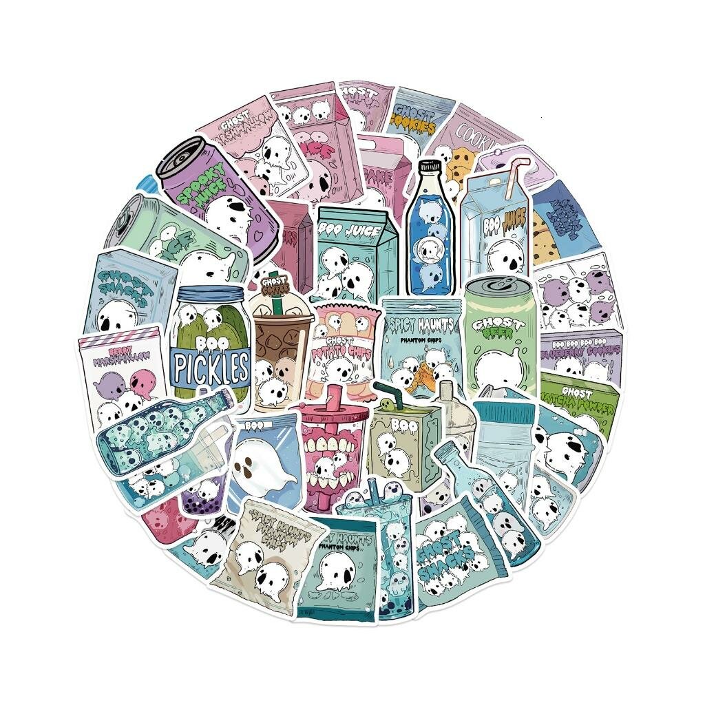 Водонепроницаемые наклейки на тему еды, 50 шт