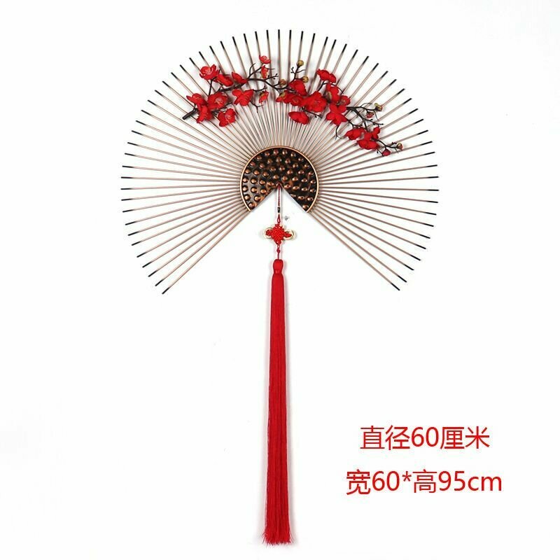 Новая китайская стильная железная художественная настенная декорация в виде веера с цветами сливы, подвесное изделие для гостиной, дивана, телевизора, входной стены, креативное подвесное украшение, легкая роскошь