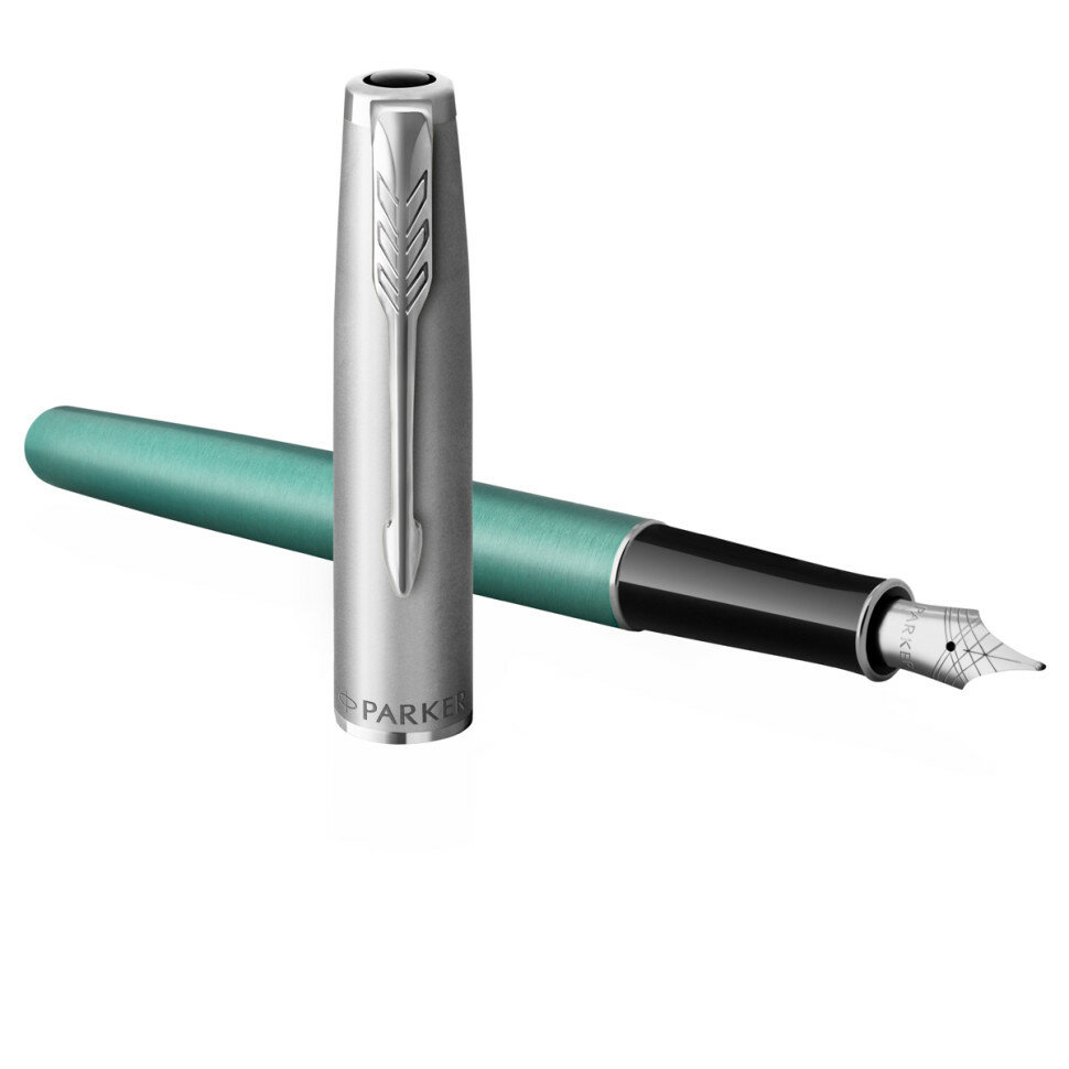 Ручка перьевая Parker "Sonnet Sand Blasted Metal&Green Lacquer" черная, 0,8мм, подарочная упаковка, 359510