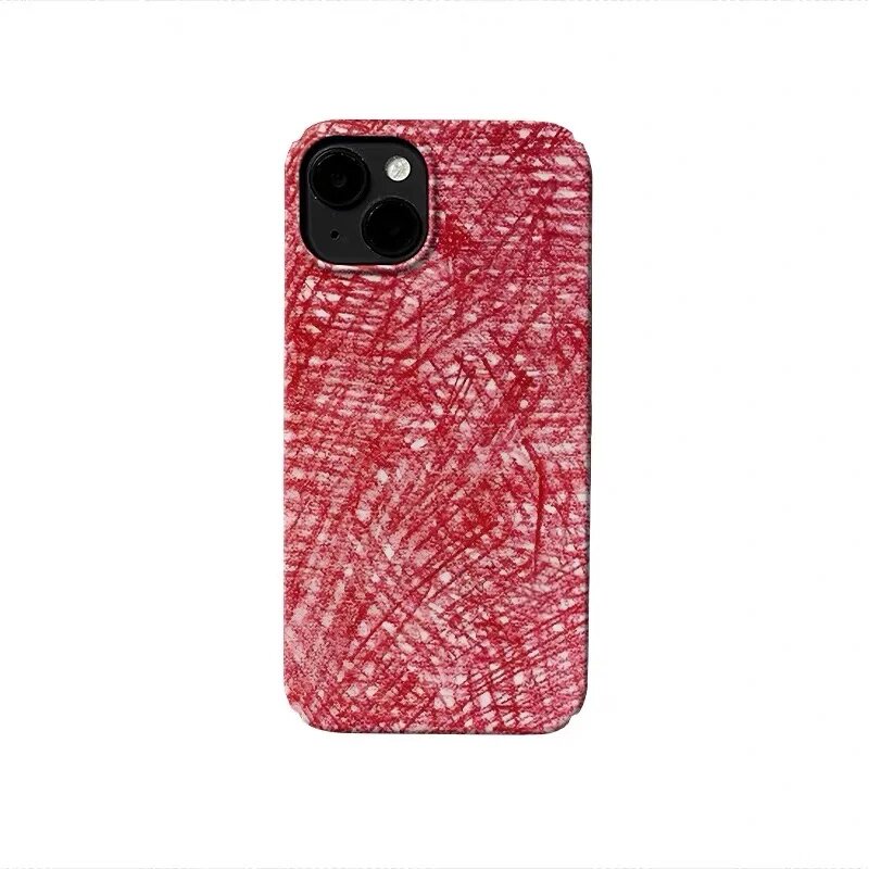 Корейский чехол Ins Crayon Red Graffiti для IPHONE 17 16 ProMax 15 14 Plus 13 For iphone15 PRO MAX