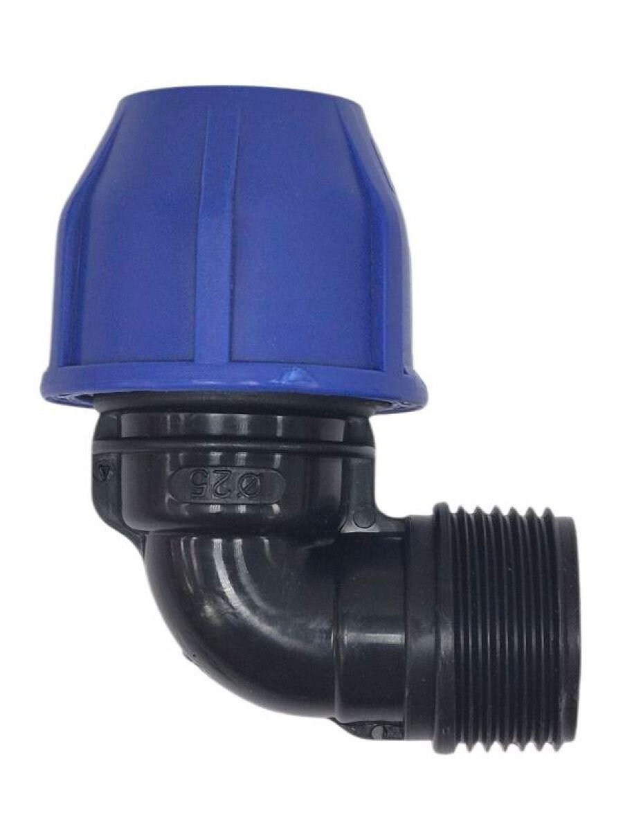 Отвод компрессионный для труб ПНД, НР 25x3/4", PN16 (14697 (RTP))