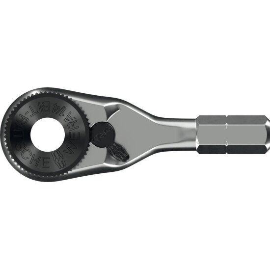 Wera Трещотка-бита 8011 Zyklop Mini 4 1/4", 60 зубцов, для прямой работы с битами с шестигранным хвостовиком 1/4" C6.3/E6.3