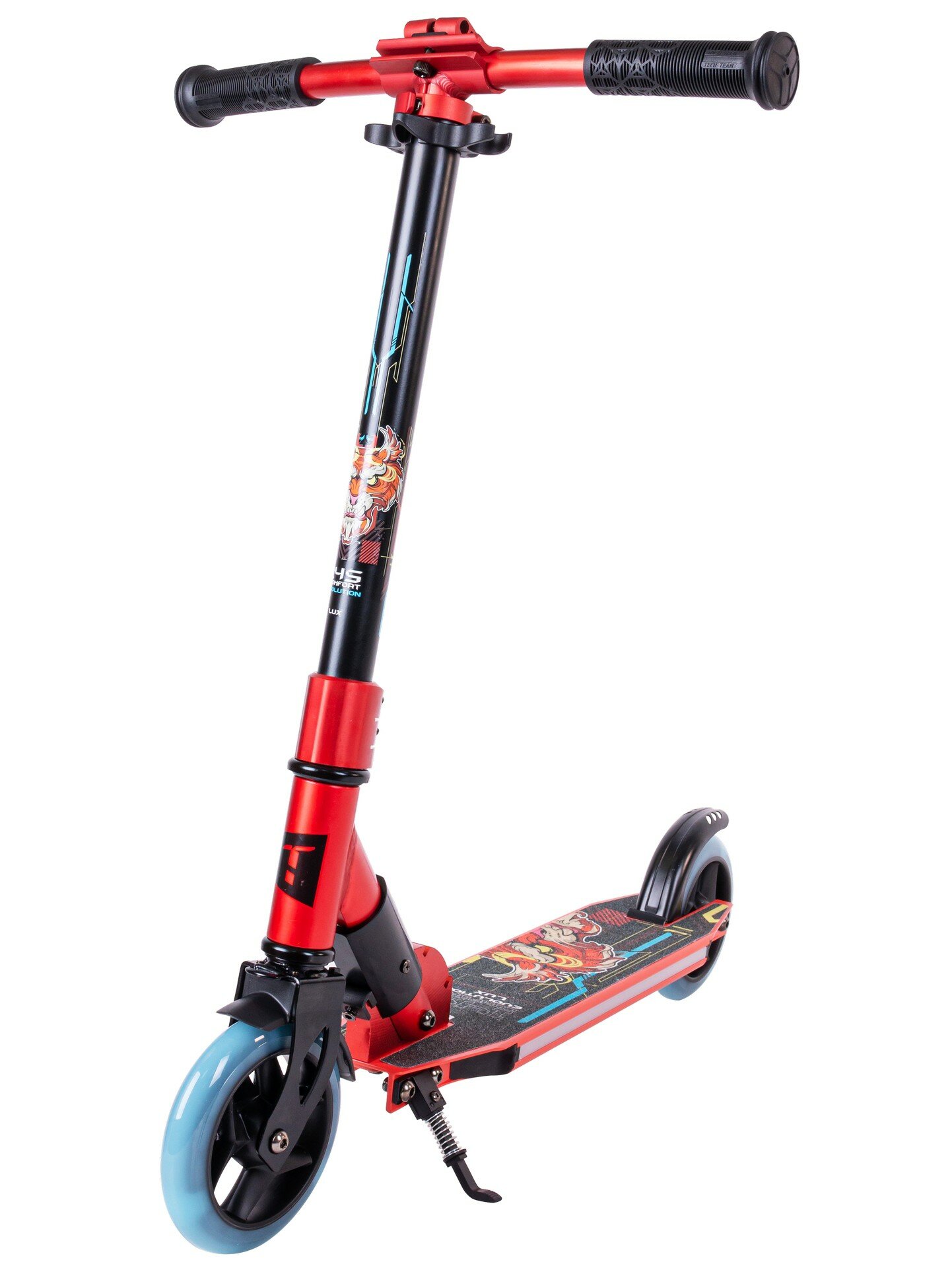 Самокат Tech Team "Comfort 145 Evolution Lux", детский, с подсветкой - 2024 Red