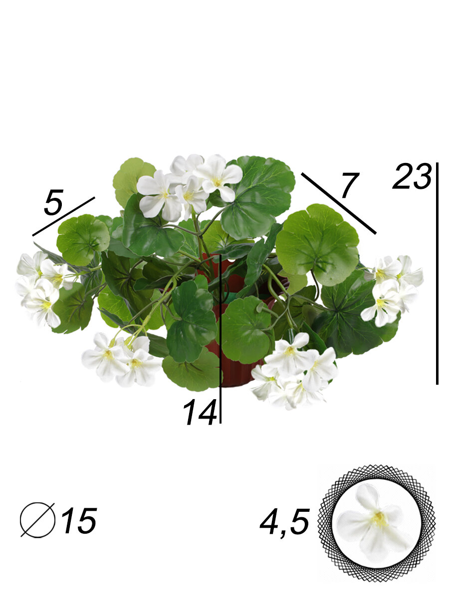 Искусственная Герань в настенном кашпо от бренда Holodilova