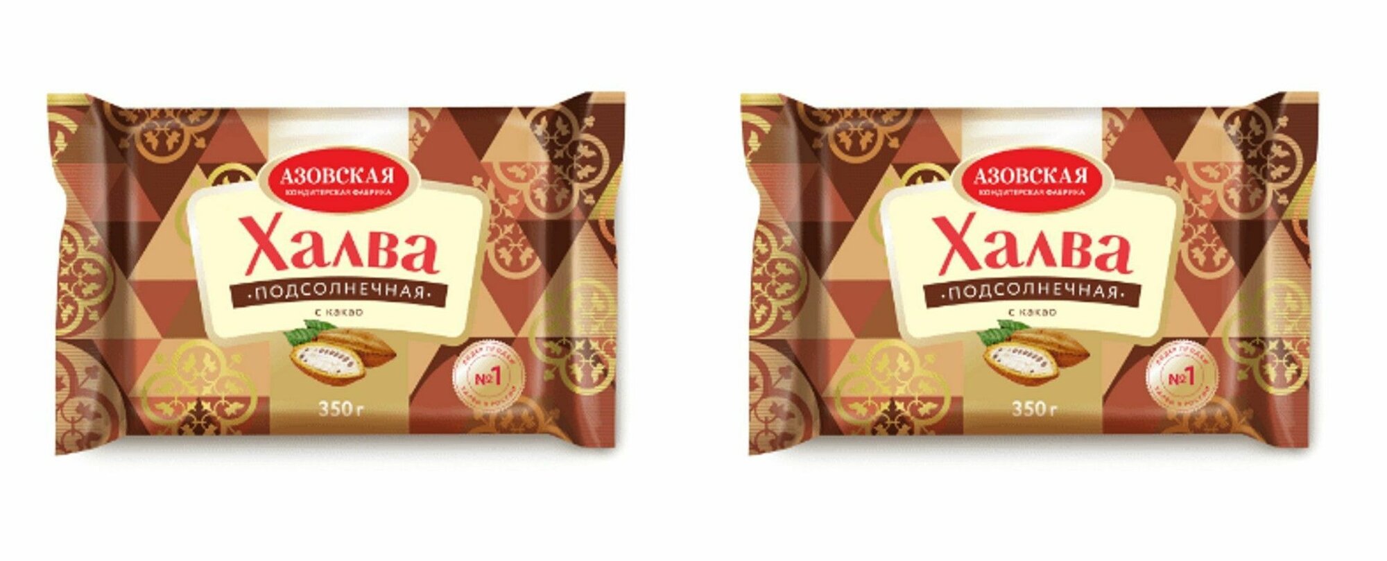 Азовская кондитерская фабрика Халва подсолнечная с какао, 350 г, 2 уп