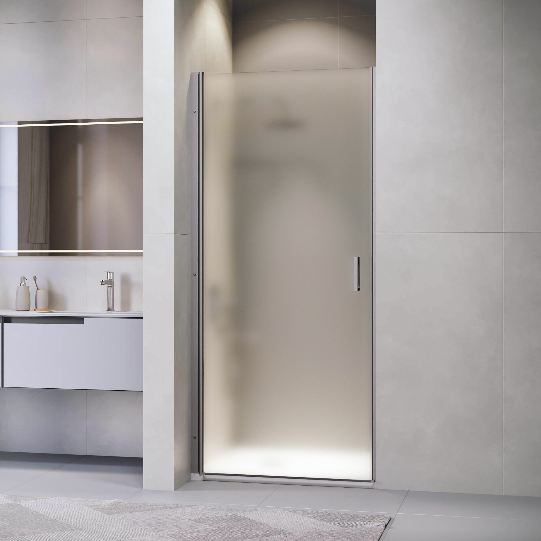 Душевая дверь 60х195 см RGW LE-003 Gr, cерый профиль, матовое стекло