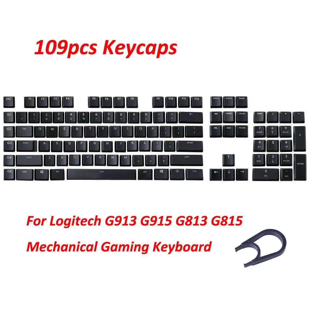 Колпачки для клавиш TLCNHL черные для Logitech G913 G915 G813 G815