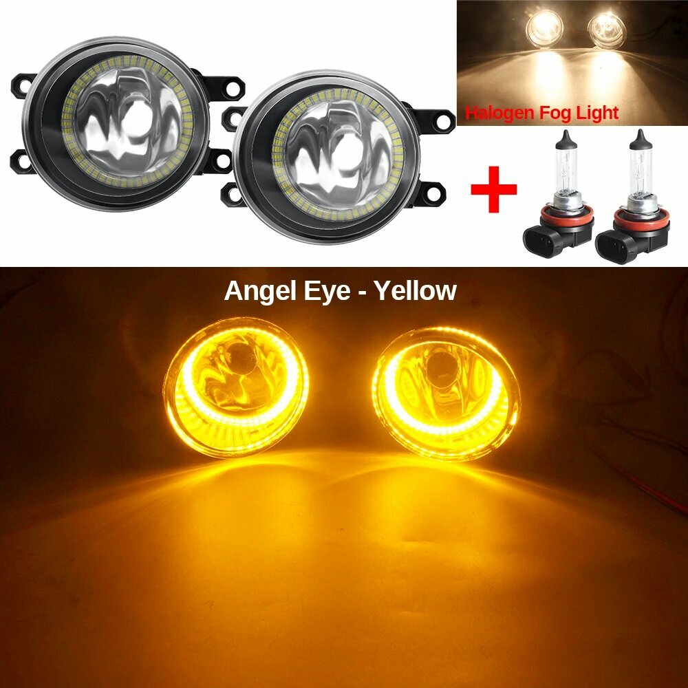 Противотуманные фары ангельский глаз в сборе автомобиля гало кольцо Противотуманные фары DRL H11 для Toyota RAV4 Tacoma Highlander 4runner Avensis Auris Avalon Venza War White and Yelow