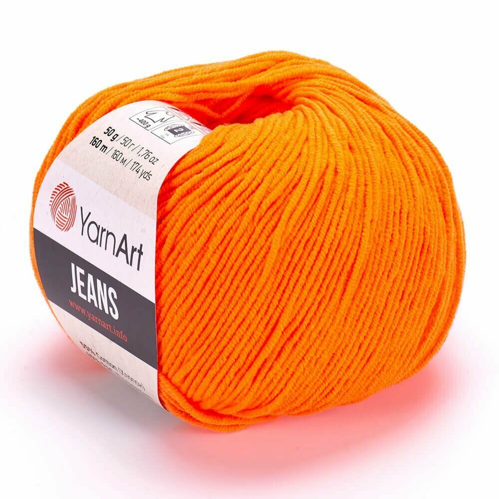 Пряжа Джинс (Jeans Yarnart) упаковка 10 мотков 50 г. 160 м. 55% хлопок 45% полиакрил цвет 77 оранжевый неон