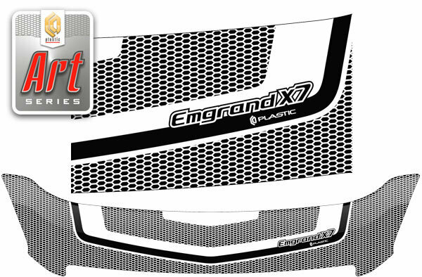 Дефлектор капота Geely Emgrand X7 2014 2018 Серия "Art" белая САпластик