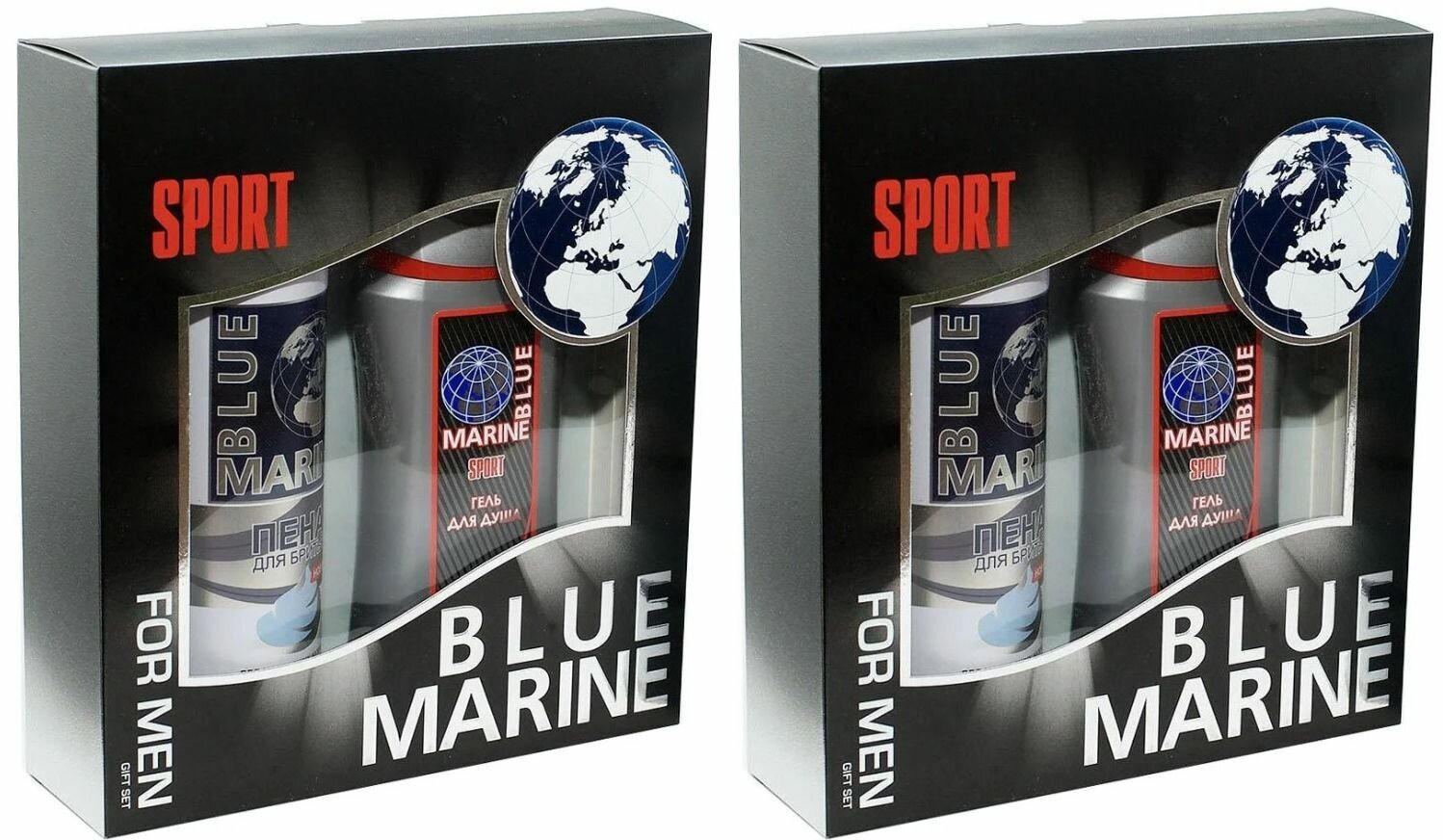 Blue Marine Подарочный набор мужской Sport, Гель для душа, 250 мл + Пена для бритья, 200 мл, 2 шт