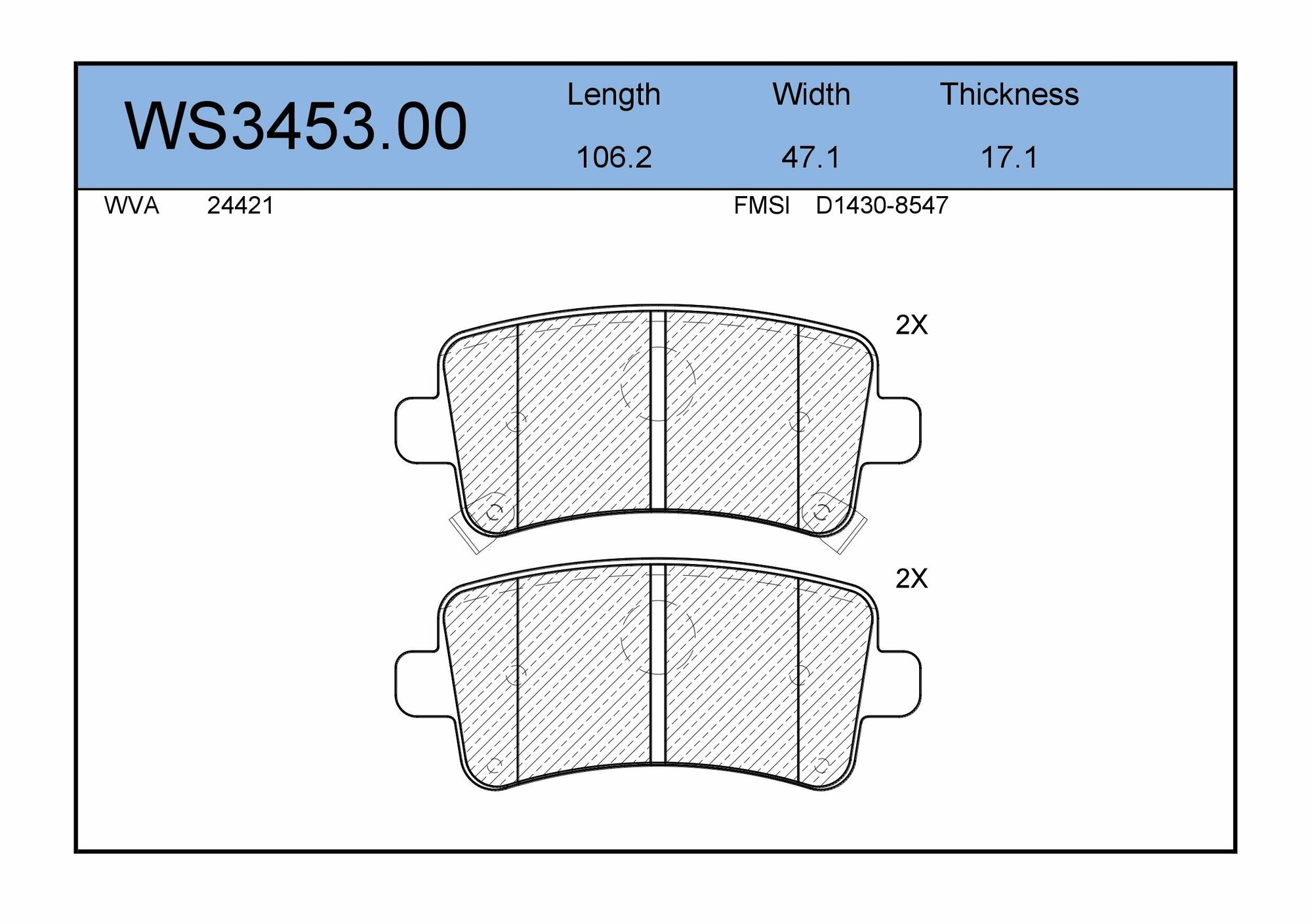 Колодки тормозные дисковые зад JEENICE WS3453.00