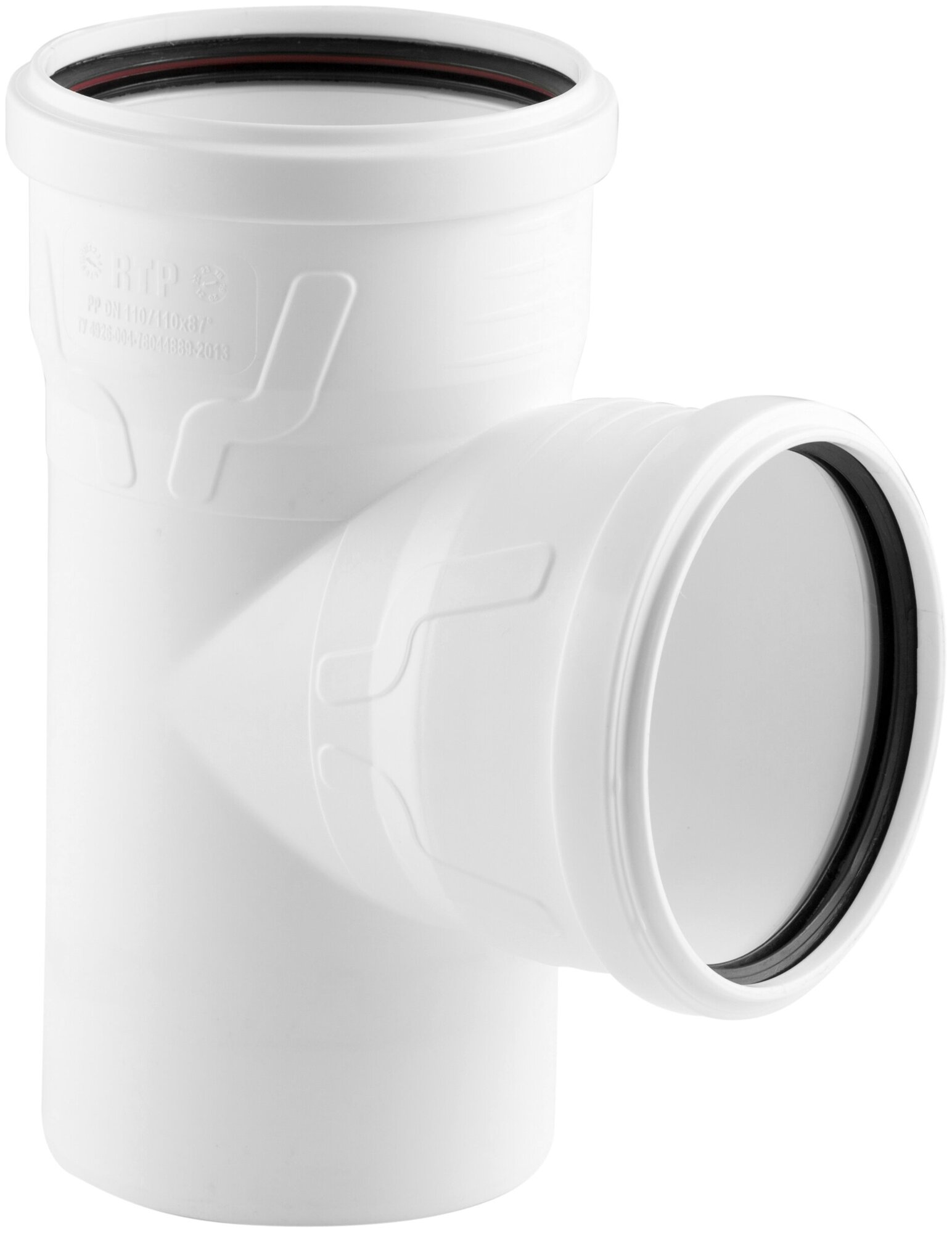 Тройник 110х110 мм, 87°, для внутренней малошумной канализации, белый, РТП | 36523