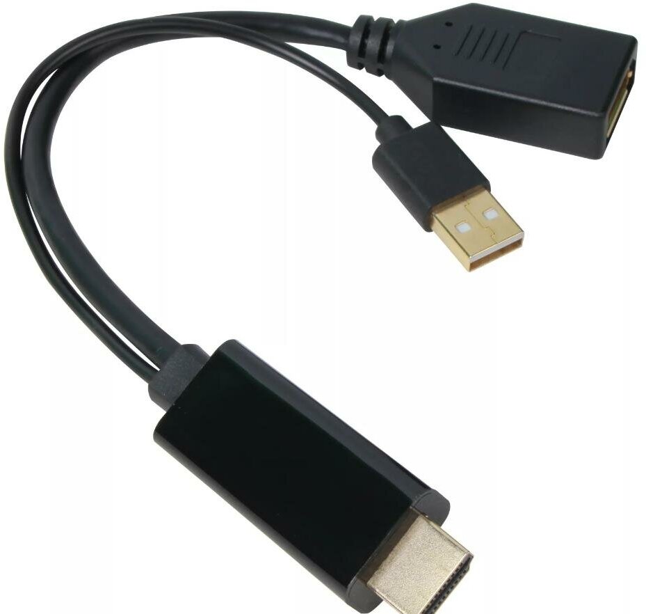 Кабель-переходник/ Кабель-переходник HDMI(M) +USB---> DP(F) 0.15m 4K*60Hz VCOM
