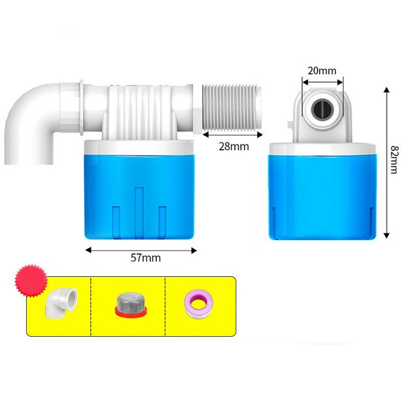 Поплавок - клапан для бочка и ёмкостей Ду20, 3/4" из высокопрочного АБС пластика, боковое подключение