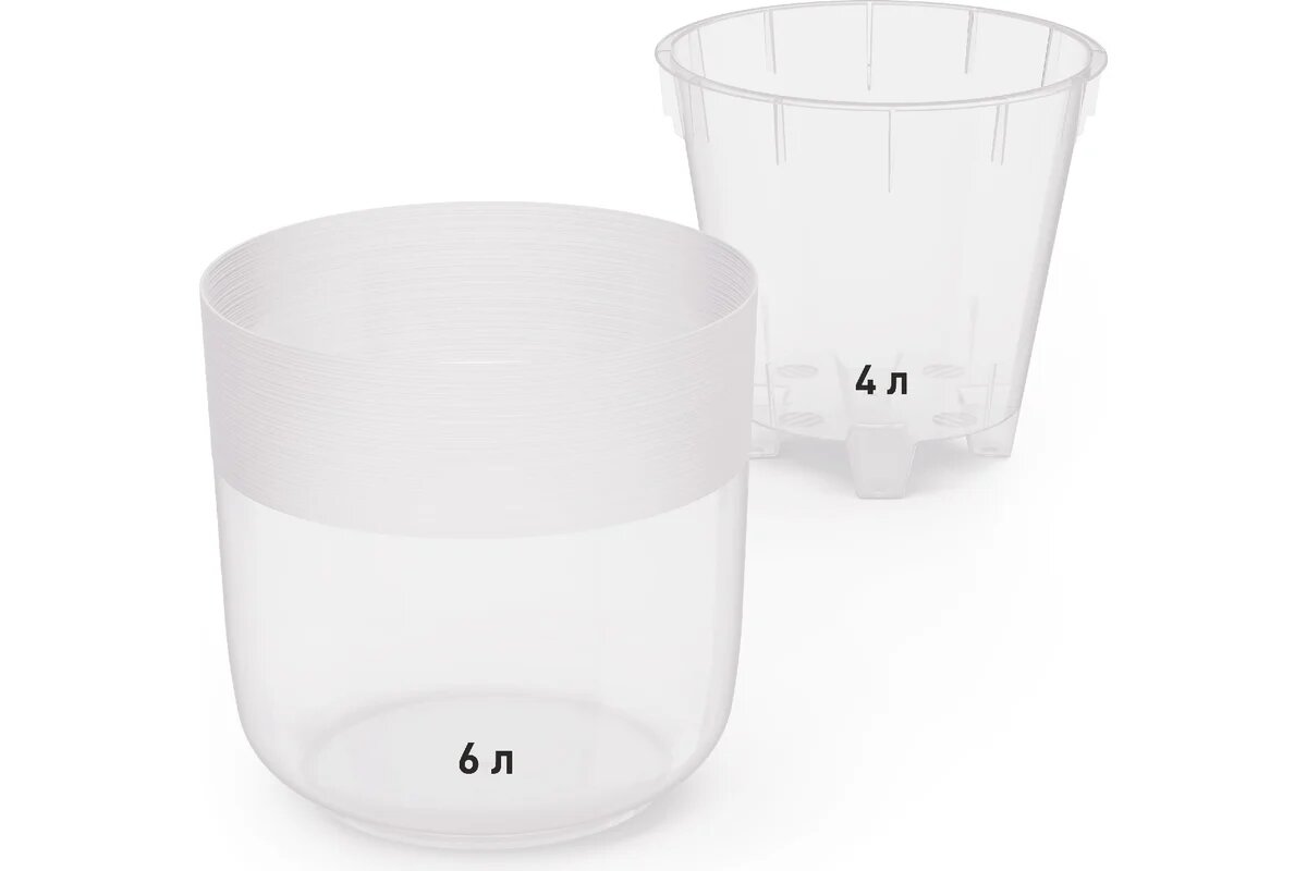 ЗПИ Альтернатива Линель цветочный горшок двойной прозрачный 6 л М8772 для комнатного озеленения