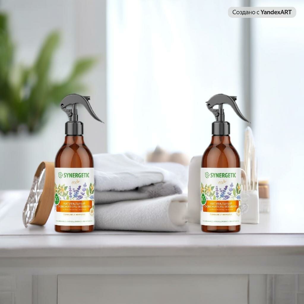 Освежитель воздуха, Synergetic, пачули и нероли, нейтрализатор запахов, 380 мл, 2 шт